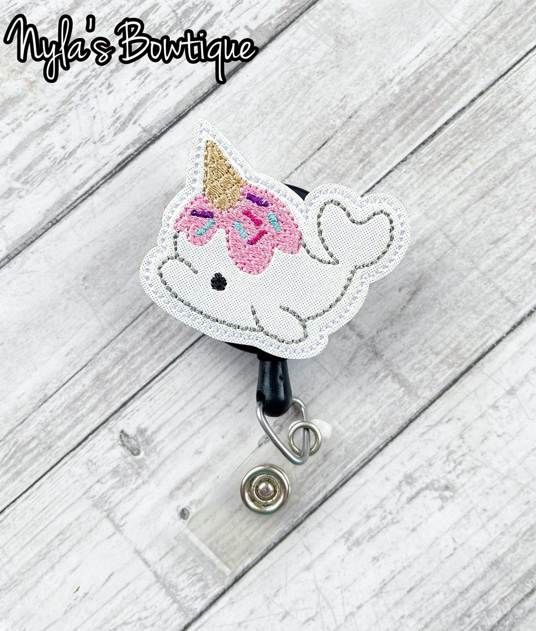 Ice Cream Narwhal Badge Reel, PICU Nurse Badge Reel, Retractable ID ...