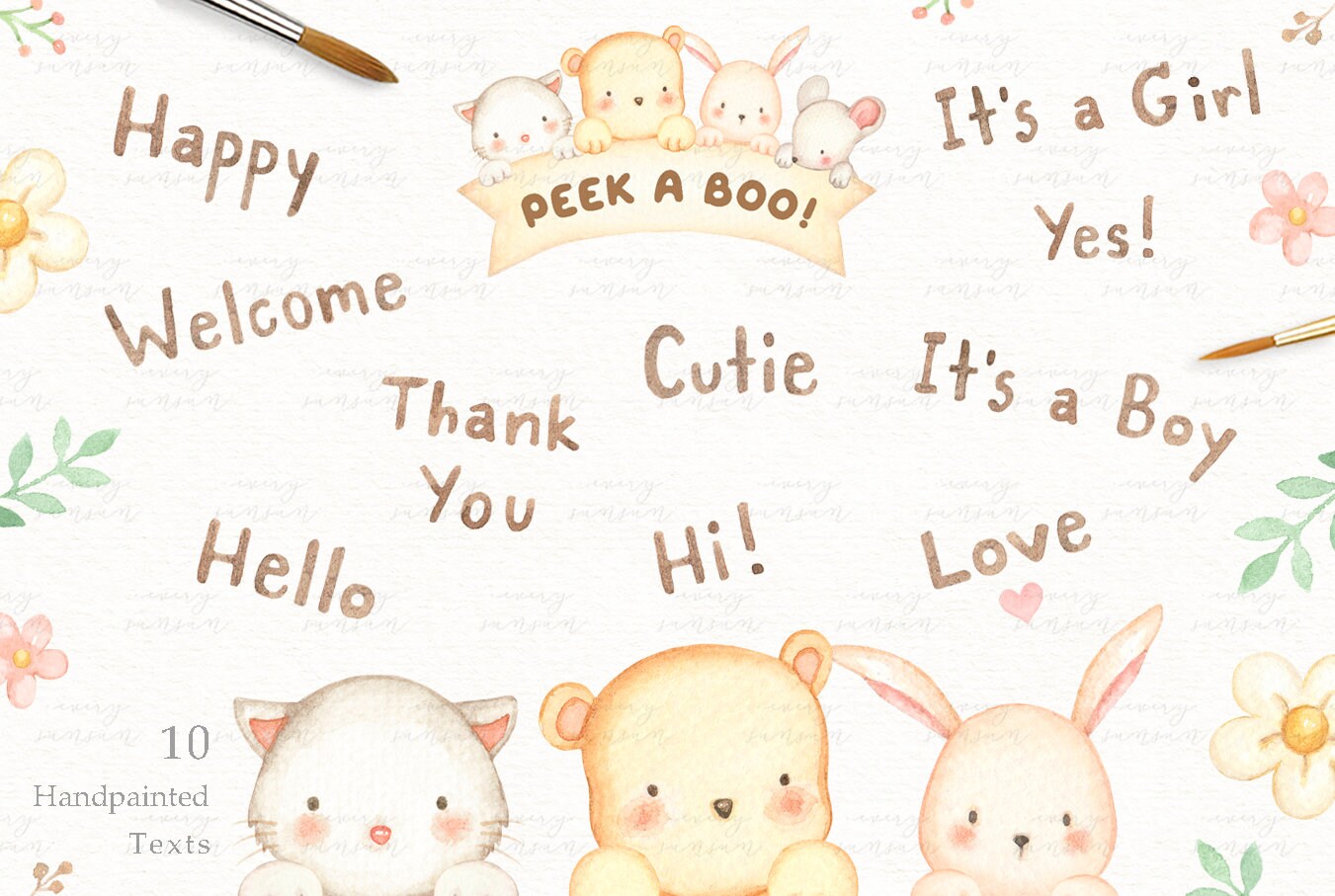 Peek a Boo Watercolor Clipart Woodland Animals Kids Clipart | Etsy