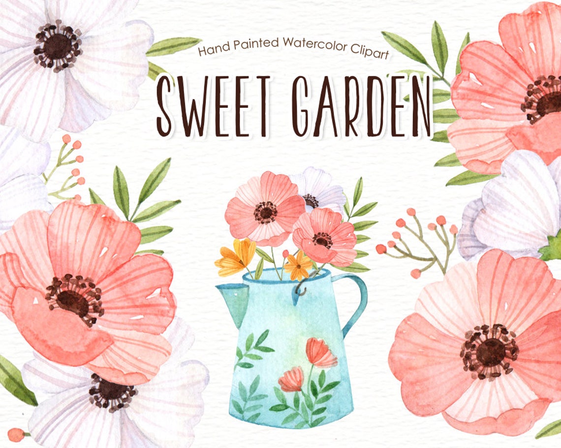 Sweet Garden Watercolor Clipart Watercolor Flowers Bouquets - Etsy