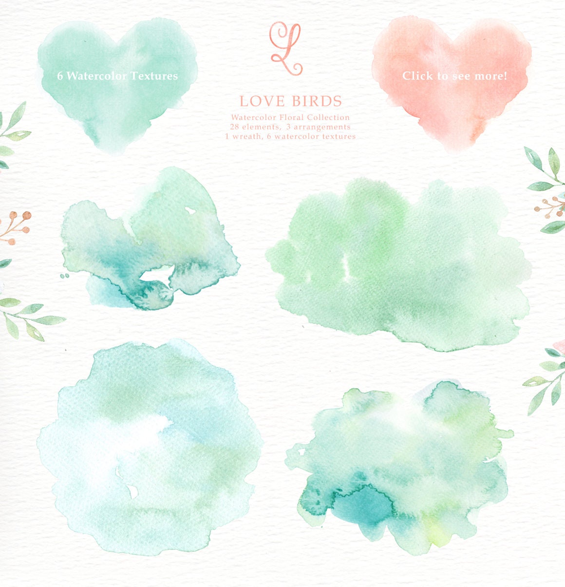 Love Birds Watercolor Clipart Romantic Wedding Watercolor - Etsy
