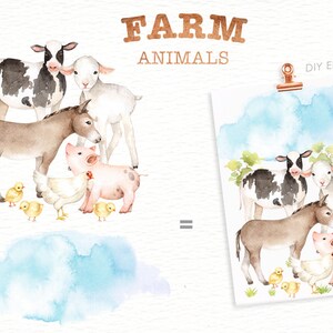 Farm Animals Watercolor Clipart, Nursery Prints, Farm Animals Nursery ...