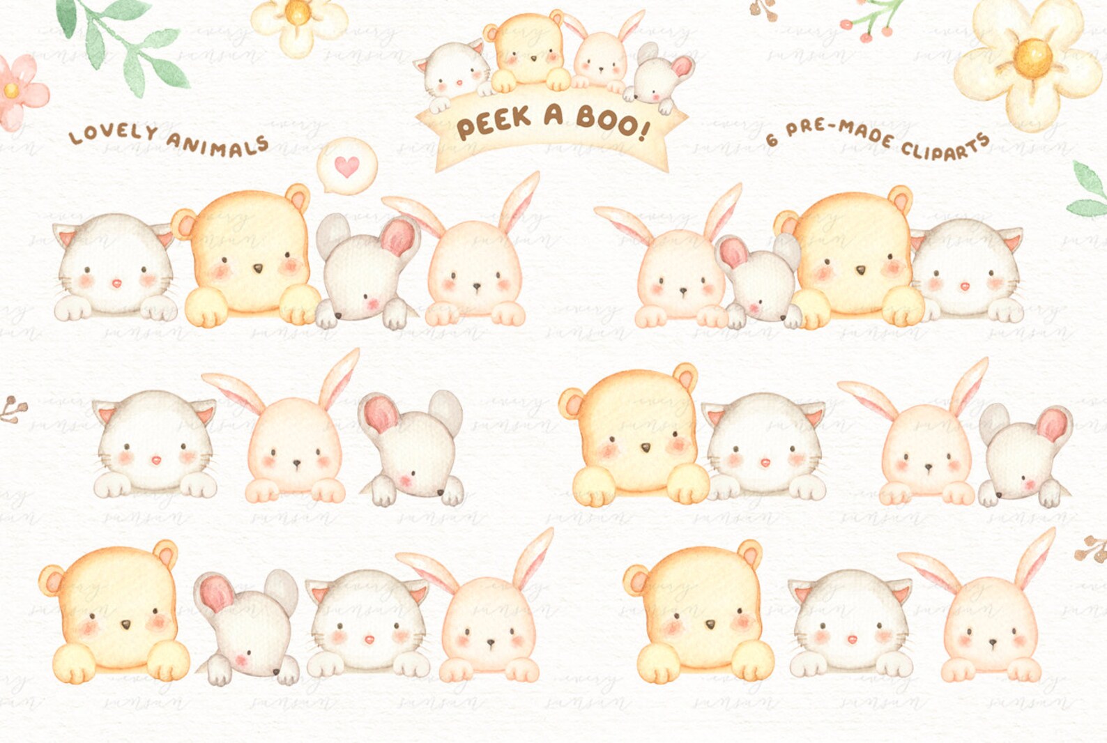 Peek a Boo Watercolor Clipart Woodland Animals Kids Clipart - Etsy Canada