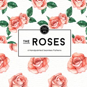 Rose Flowers Seamless Patterns, Digital Pattern, Watercolor Digital ...