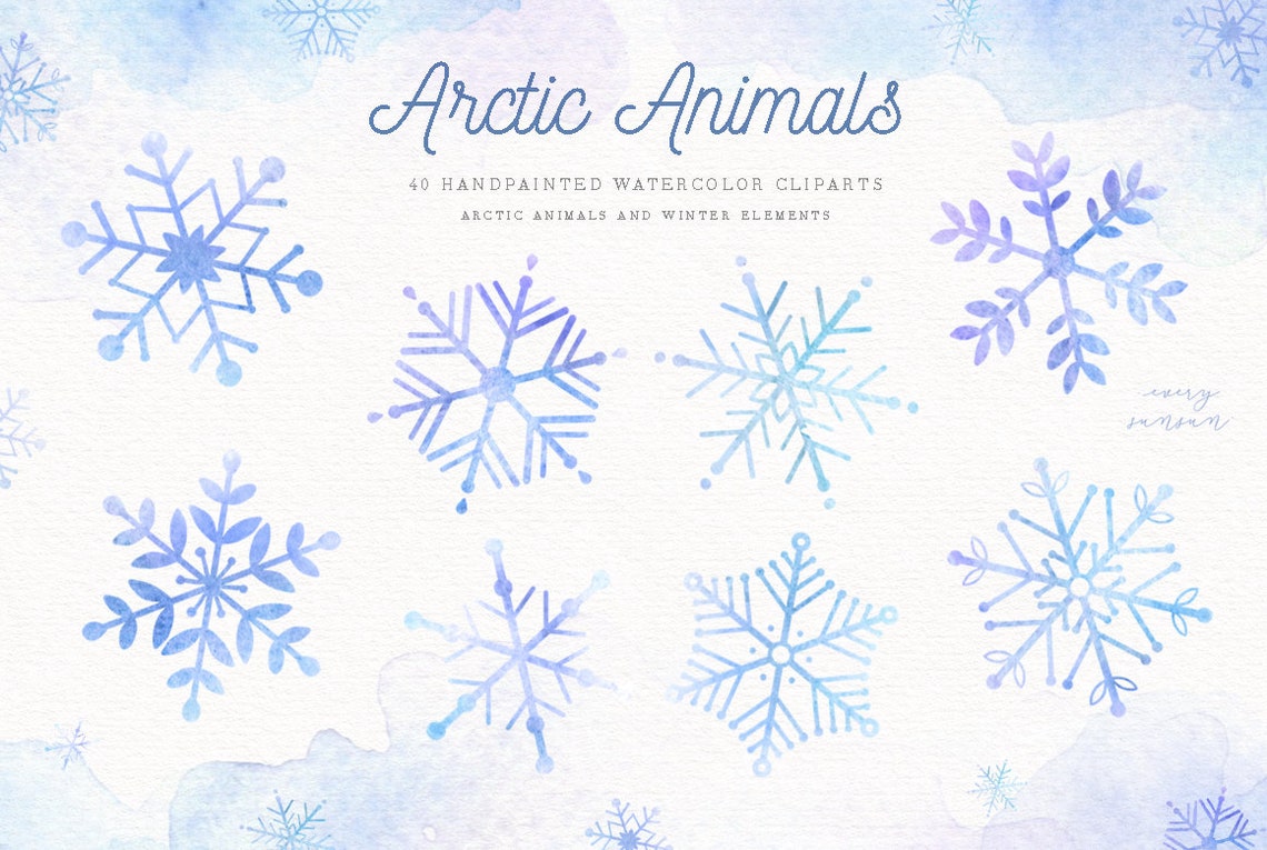 Arctic Animals Watercolor Clip Arts Holiday Winter Set Polar - Etsy