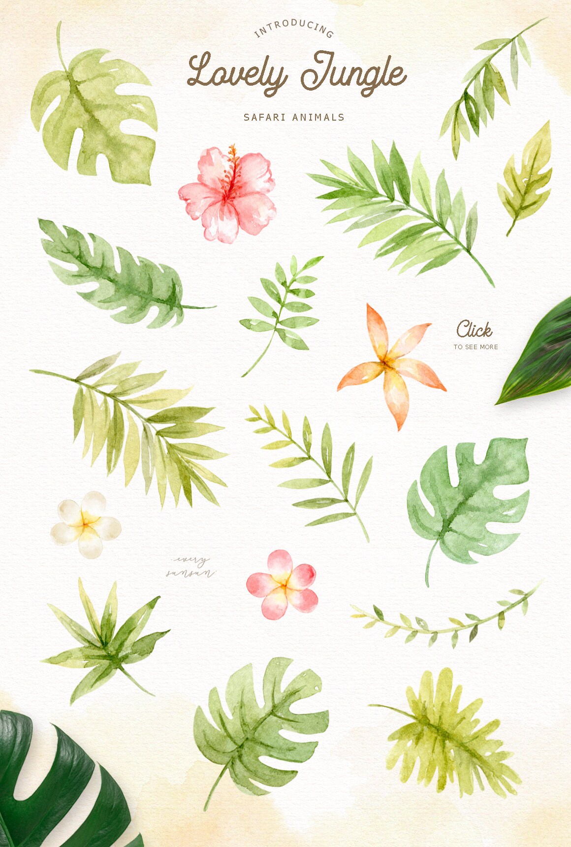 Lovely Jungle Watercolor Clip Art Safari Animal Woodland - Etsy