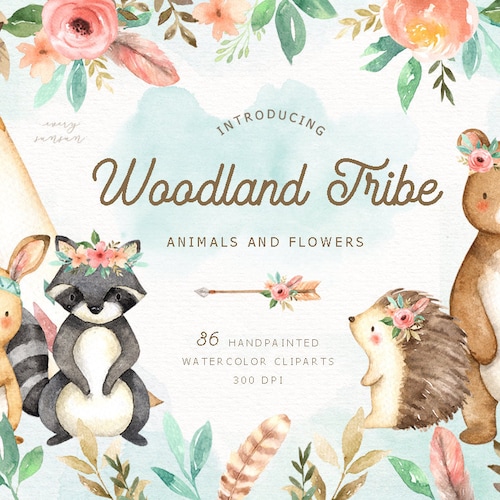 Watercolor Forest Baby Animals Clipart. Woodland Nursery Clip - Etsy