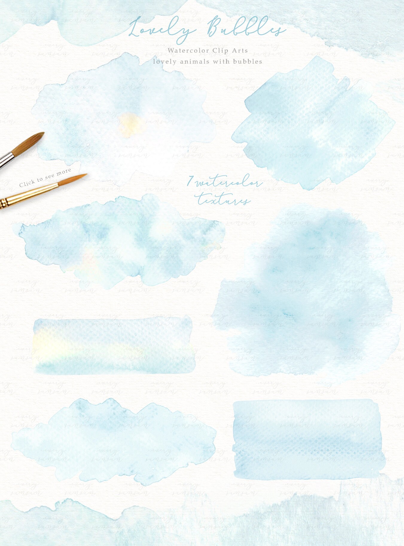 Lovely Bubbles Watercolor Clip Arts Elephant Rabbit - Etsy