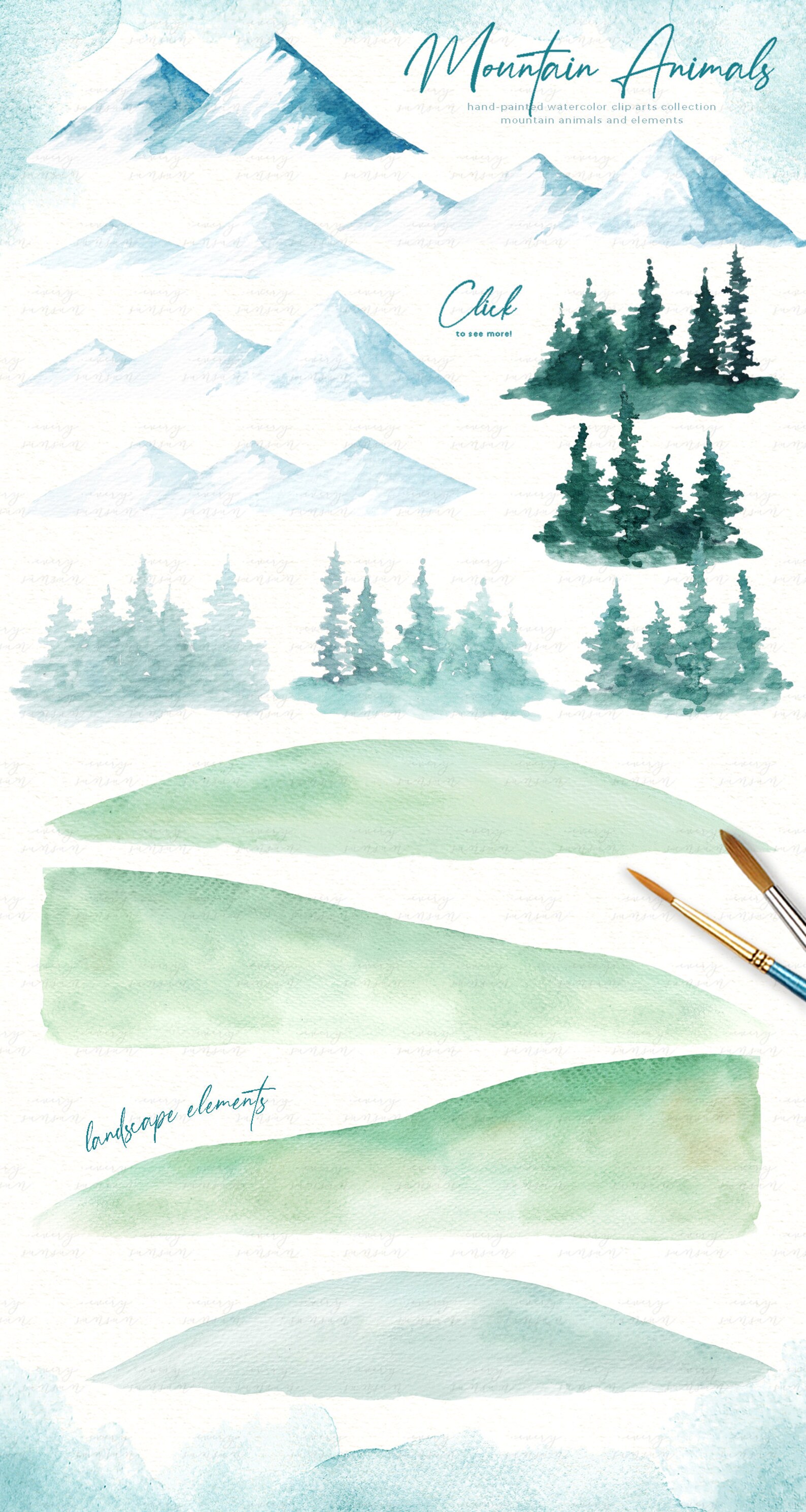 Mountain Animals Watercolor Clip Art, Woodland Animals, Kids Clipart ...