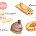 French Patisseries Watercolor Clipart, Watercolor Menu, Sweet, Macaroon ...