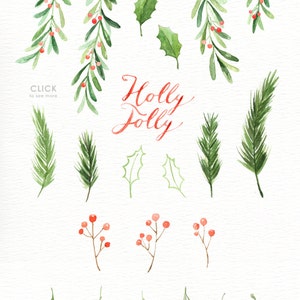 Holly Jolly Watercolor Christmas Clipart Holiday Winter Set - Etsy ...
