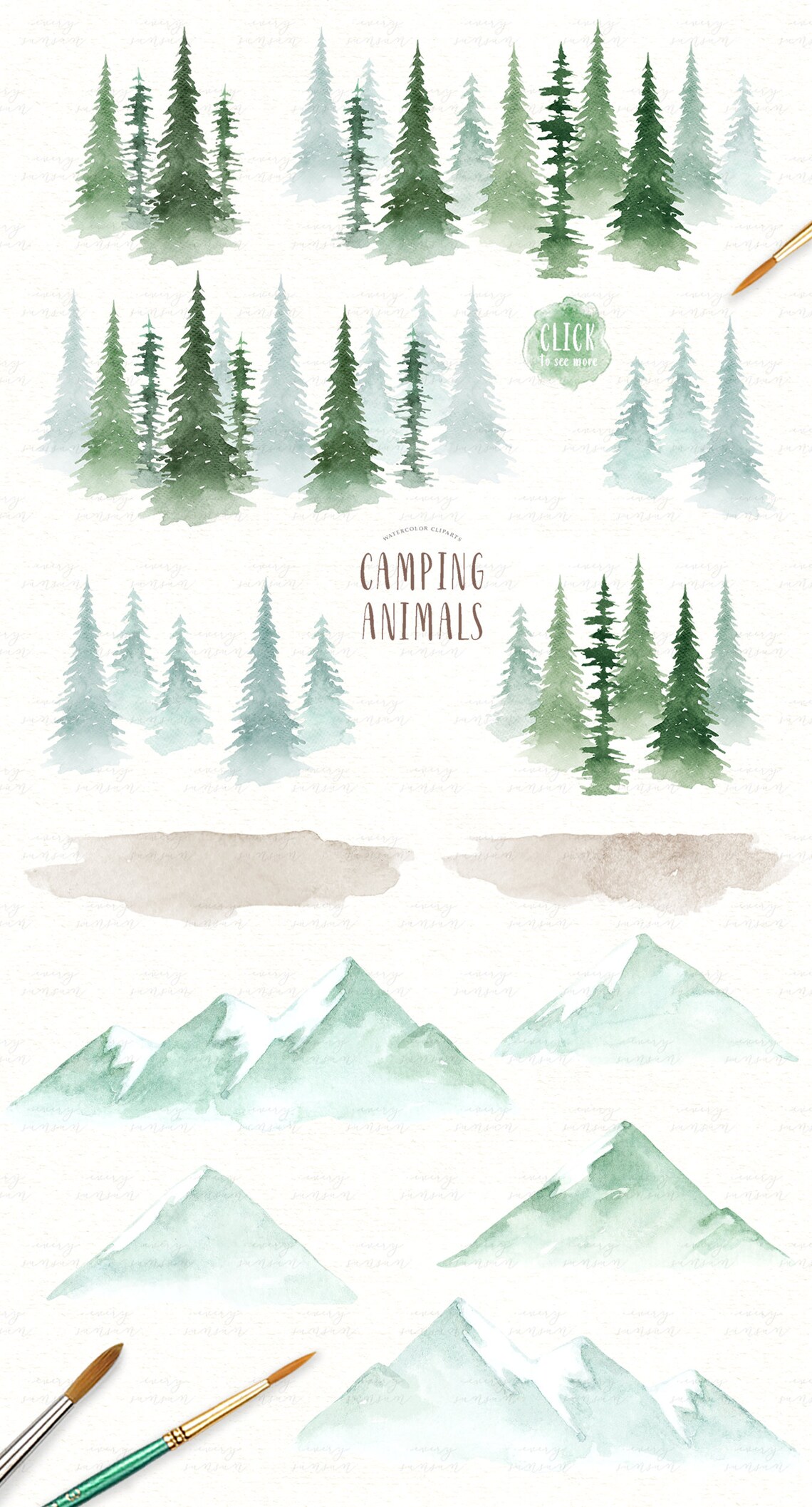 Camping Animals Watercolor Clip Arts Woodland Animals Kids - Etsy
