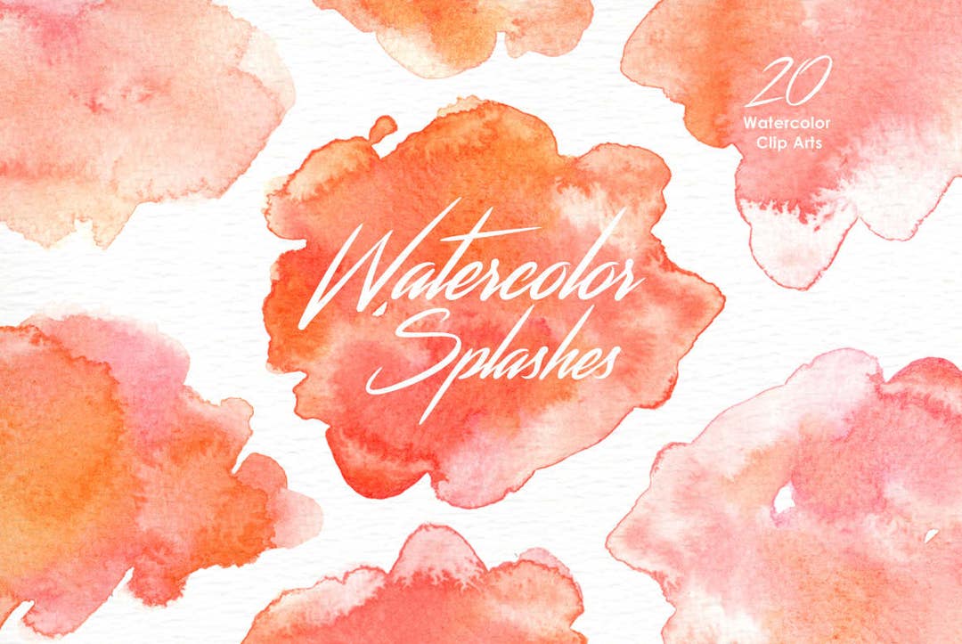 Peach Watercolor Splashes Clipart, Hand Painted, Brush Strokes, Peach ...