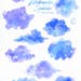 Blue Watercolor Splashes Clipart, Hand Painted, Brush Strokes, Splodge ...