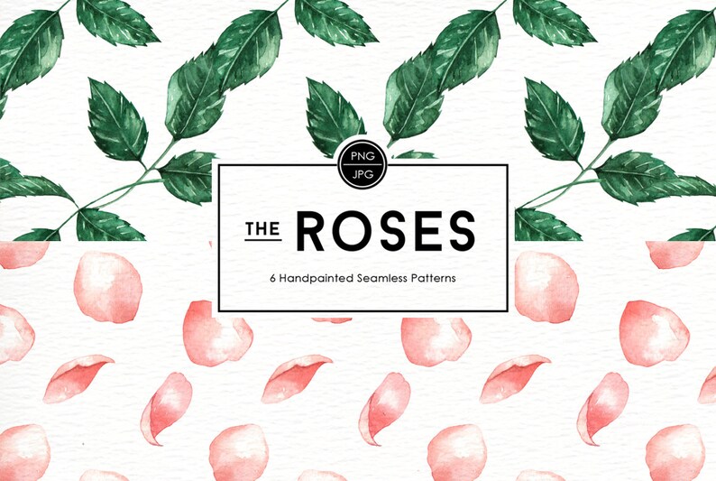 Rose Flowers Seamless Patterns, Digital Pattern, Watercolor Digital ...