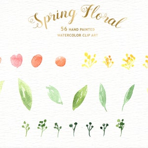 Spring Floral Watercolor Clipart, Wreath, Watercolor Flowers, Bouquets ...
