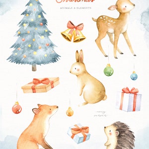 Lovely Christmas Watercolor Clip Art, Holiday Winter Set, Christmas ...