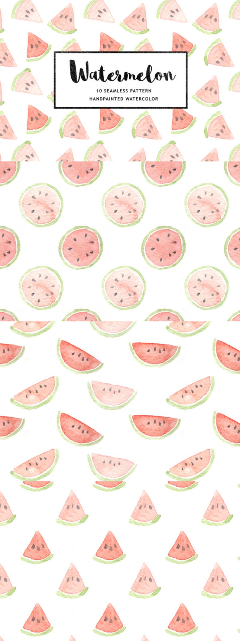 10 Watermelon Patterns Digital Pattern Watercolor Digital | Etsy