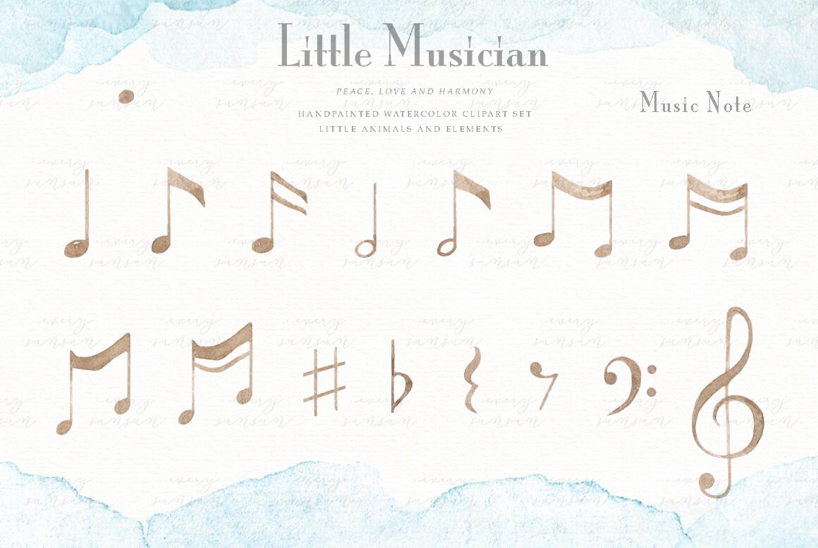 Little Musician Watercolor Clip Arts Woodland Animals Kids | Etsy