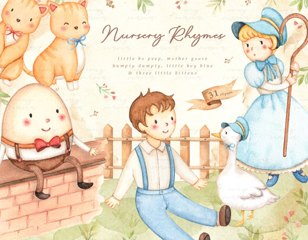 Nursery Rhymes V.1 Watercolor Set, Humpty Dumpty, Children Book, Kids ...