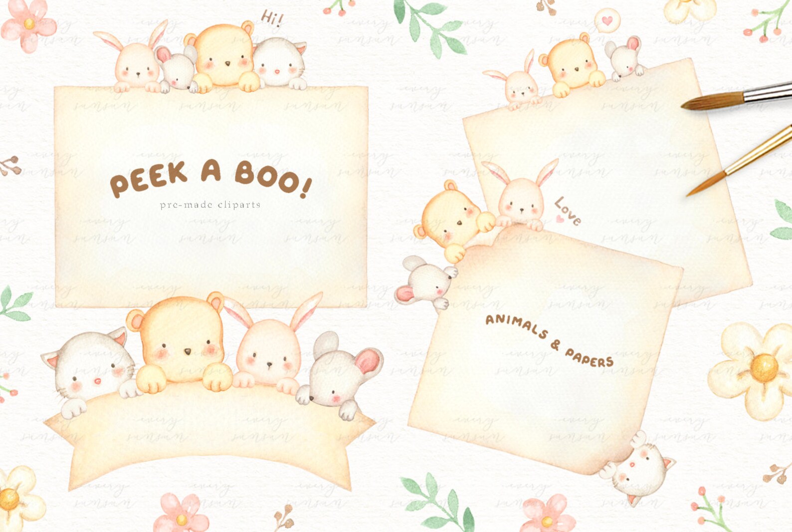 Peek a Boo Watercolor Clipart Woodland Animals Kids Clipart - Etsy Canada