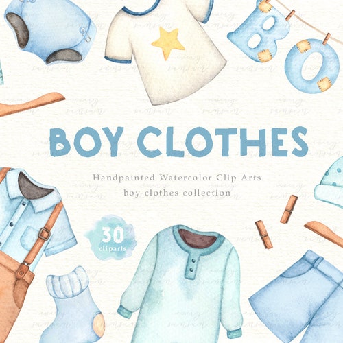 Watercolor Baby Clothes Clipart. Baby Shower Clipart. Nursery - Etsy