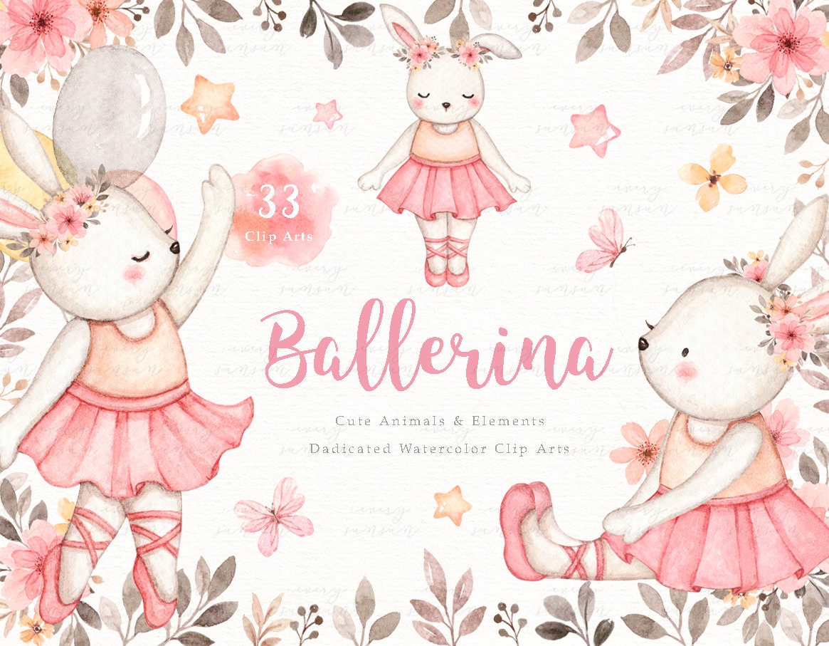 Ballerina Watercolor Clip Arts Watercolor Girl Cliparts - Etsy