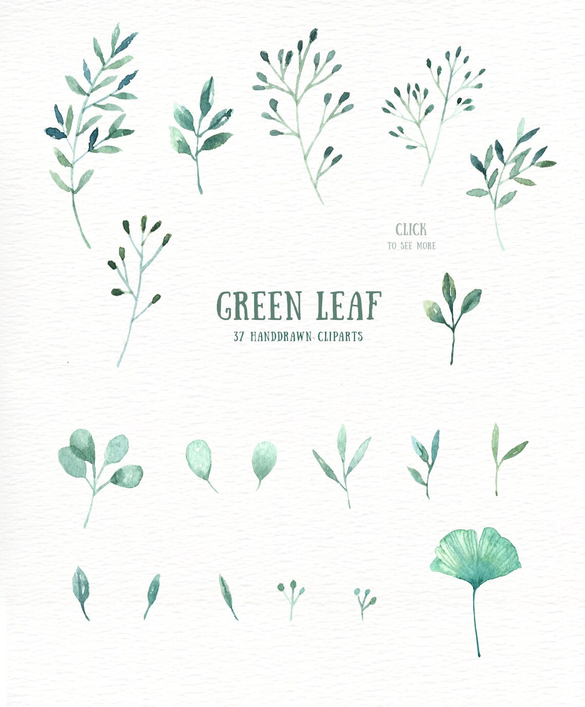 Green Leaf Watercolor Clipart Watercolor Flower Watercolour - Etsy UK