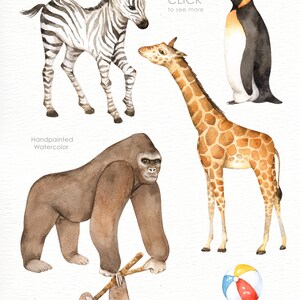 Zoo Animals Watercolor Clipart, Nursery Prints, Zoo Animals Nursery Art ...