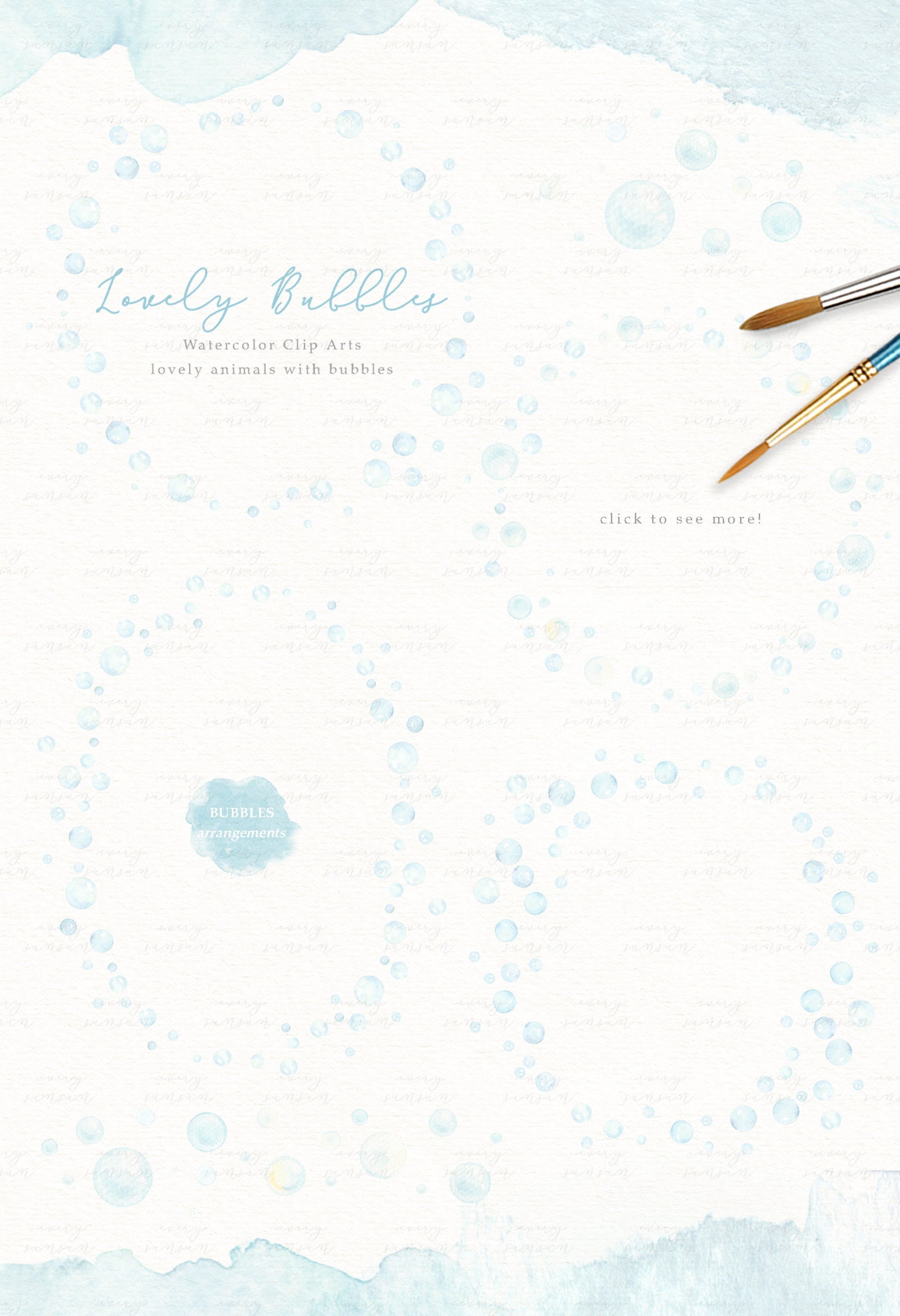 Lovely Bubbles Watercolor Clip Arts Elephant Rabbit - Etsy