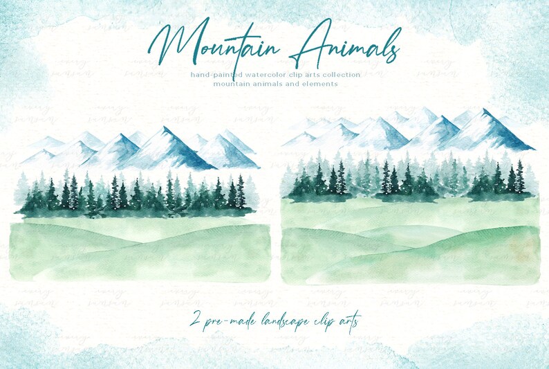 Mountain Animals Watercolor Clip Art Woodland Animals Kids - Etsy