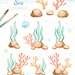 Lovely Sea Animals Watercolor Set, Nursery Prints, Nautical Clipart ...
