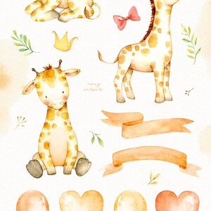 Lovely Giraffe Watercolor Clip Art, Giraffe Clipart, Watercolor Flower ...