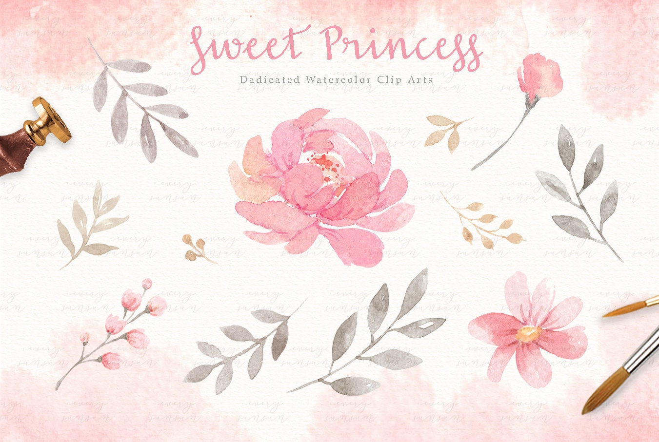 Sweet Princess Watercolor Clip Arts Girl Clipart Castle - Etsy