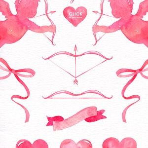 Cupid Valentine's Watercolor Clipart, Hearts Clipart, Valentines ...