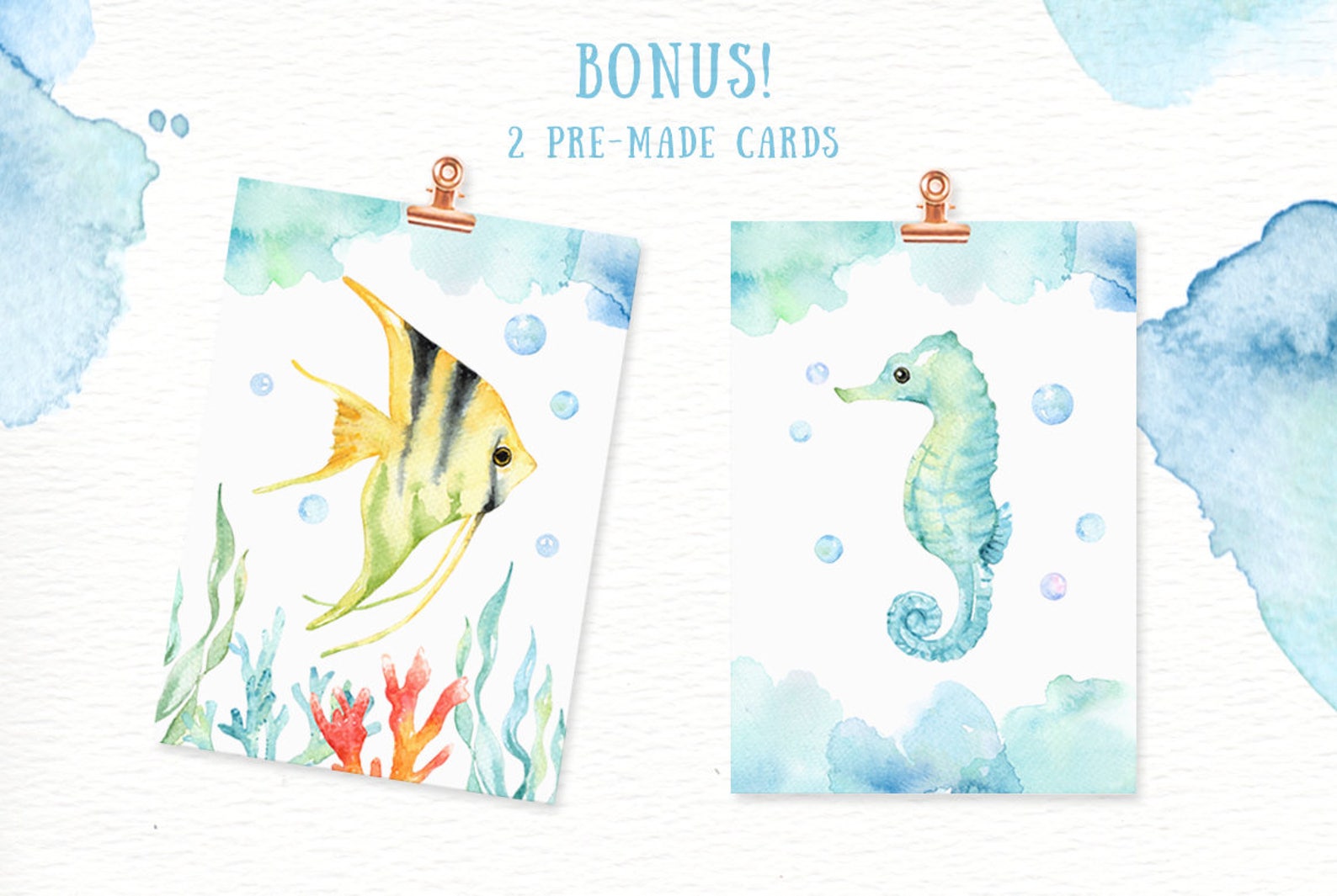 Under the Sea Watercolor Clipart Nursery Prints Nautical - Etsy