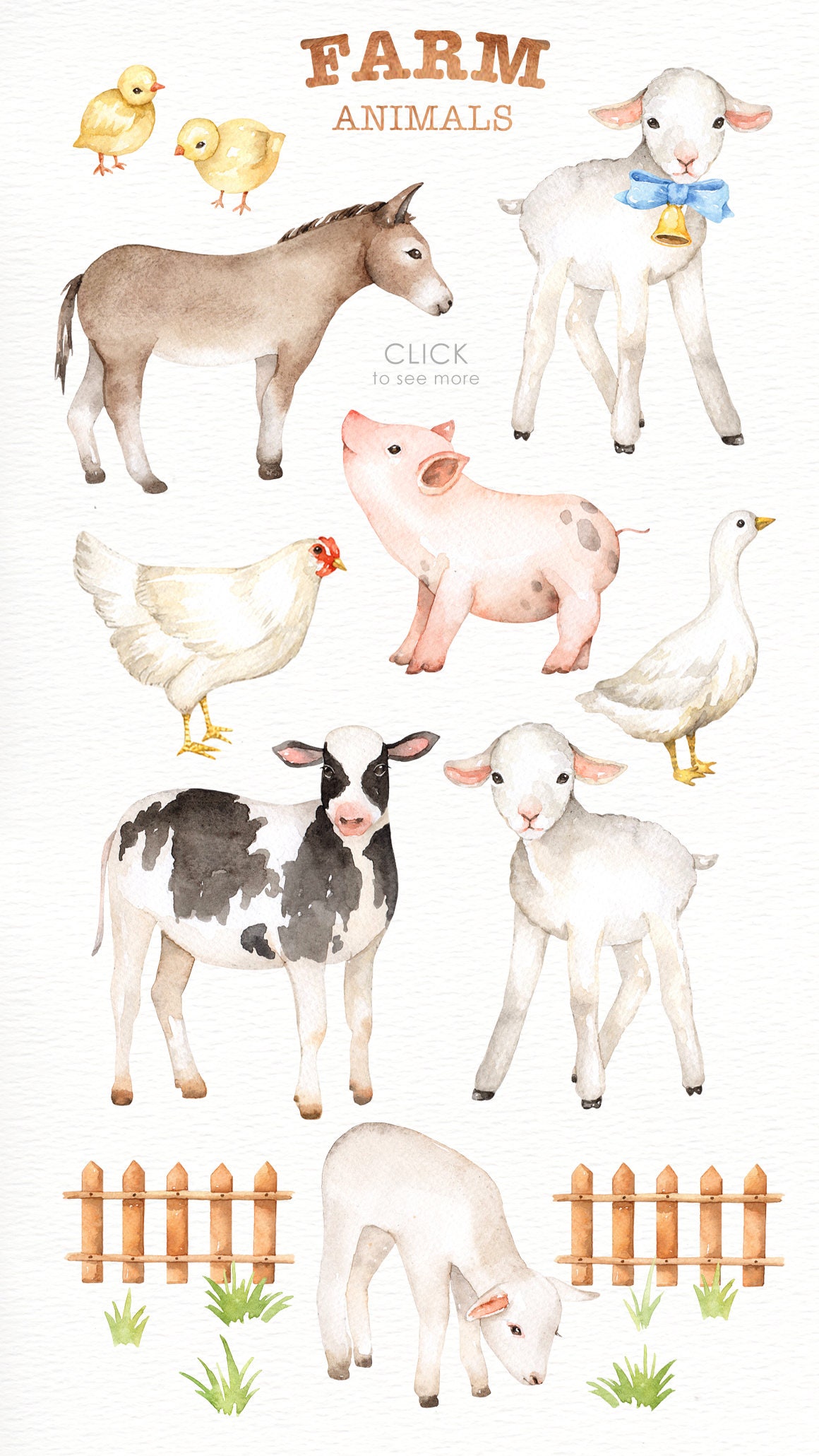 Farm Animals Watercolor Clipart Nursery Prints Farm Animals - Etsy