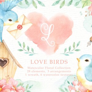 Love Birds Watercolor Clipart Romantic Wedding Watercolor - Etsy