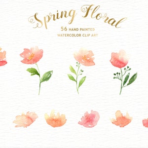 Spring Floral Watercolor Clipart, Wreath, Watercolor Flowers, Bouquets ...