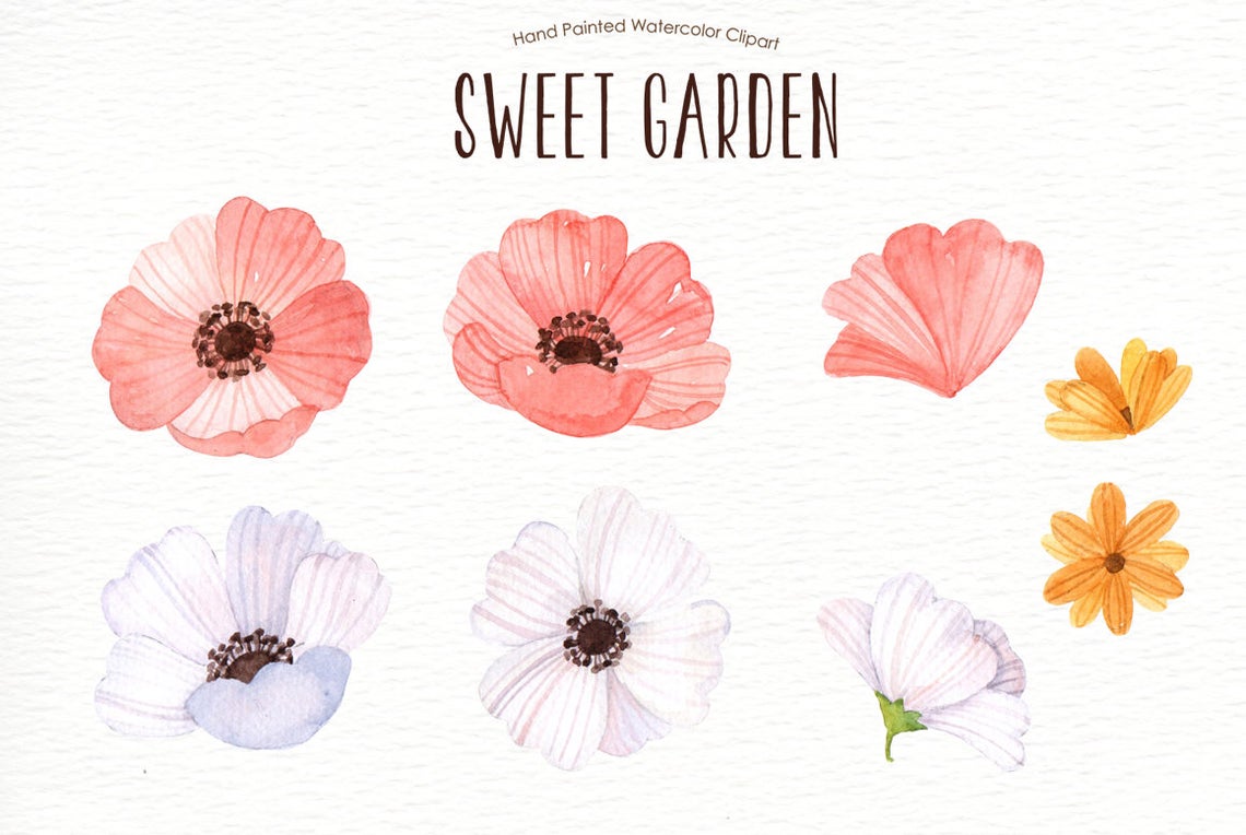 Sweet Garden Watercolor Clipart Watercolor Flowers Bouquets - Etsy