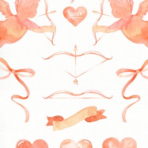 Cupid Valentine's Watercolor Clipart, Hearts Clipart, Valentines ...