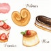French Patisseries Watercolor Clipart, Watercolor Menu, Sweet, Macaroon ...
