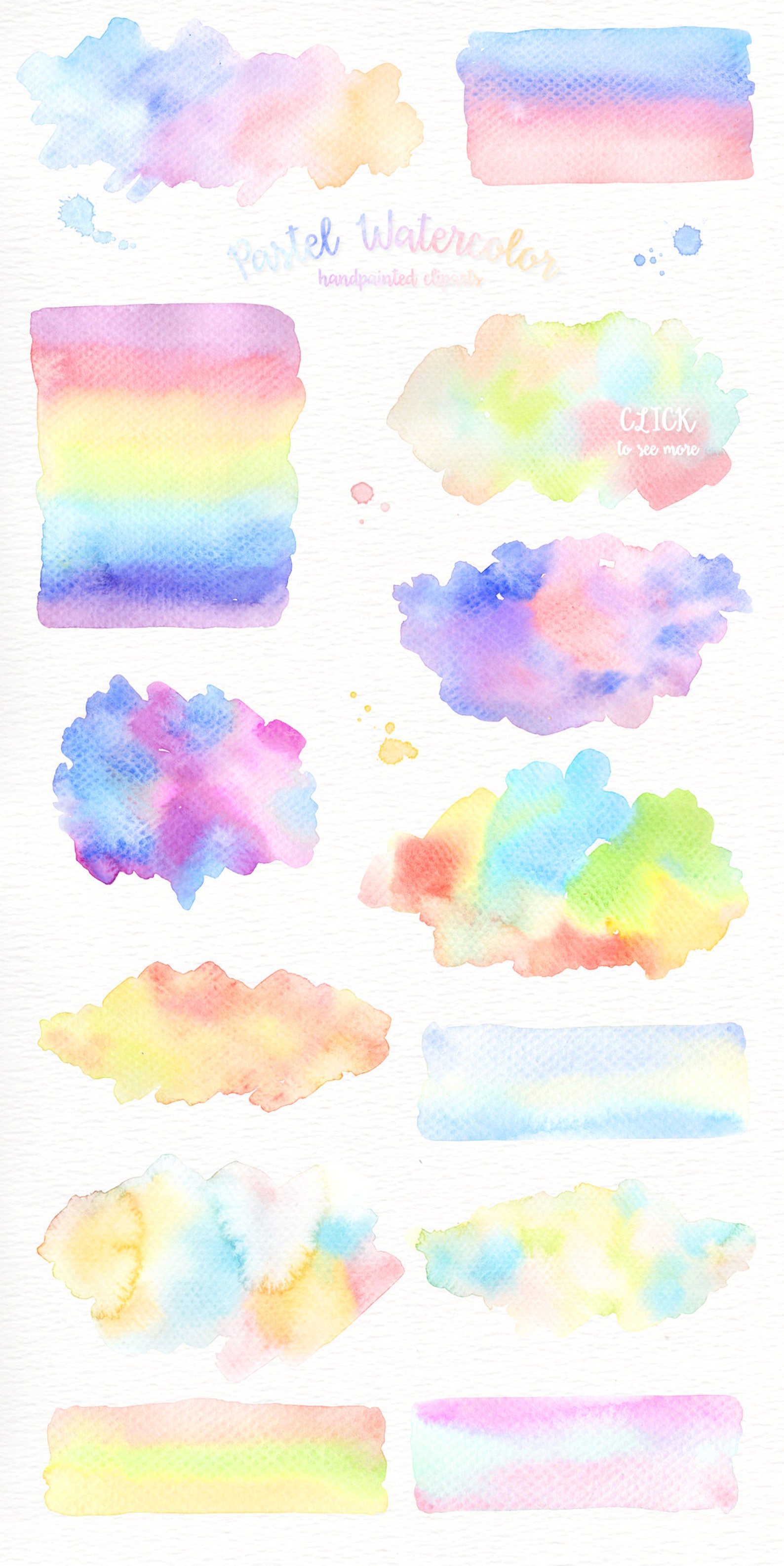 Pastel Watercolor Splashes Clipart Hand Painted Brush - Etsy