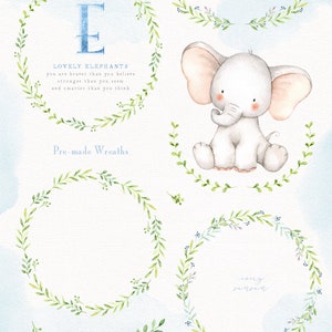 Lovely Blue Elephants Watercolor Clip Art, Elephant Clipart, Moon ...