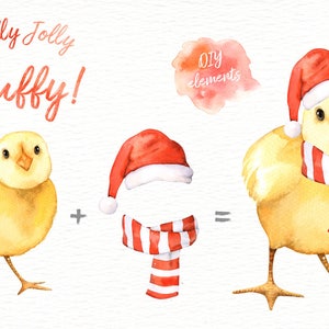 Holly Jolly Fluffy Watercolor Christmas Clipart, Holiday Winter Set ...