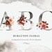 Burgundy Floral Alphabet Watercolor Clipart, Romantic Wedding, Rustic ...