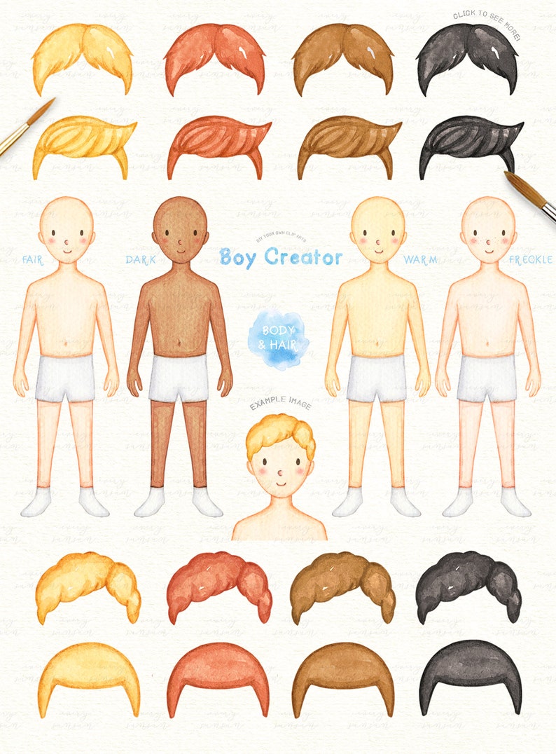 Boy Creator Watercolor Clip Arts Boy Clipart Kids Clipart - Etsy