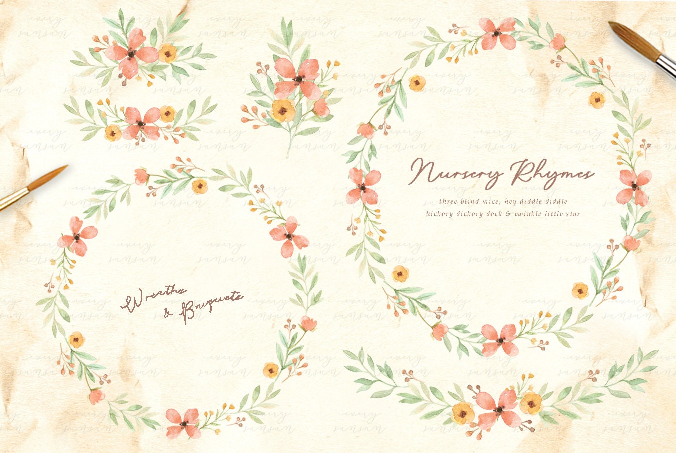 Nursery Rhymes V.2 Watercolor Set Cute Animals Children - Etsy