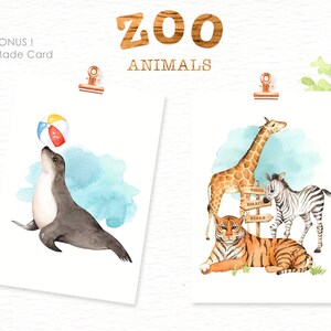 Zoo Animals Watercolor Clipart, Nursery Prints, Zoo Animals Nursery Art ...