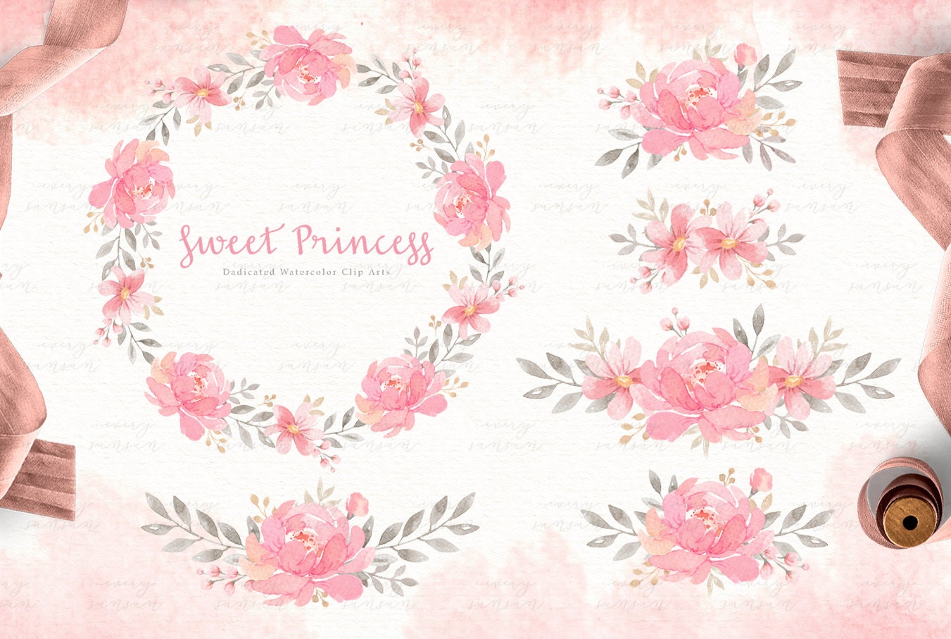 Sweet Princess Watercolor Clip Arts Girl Clipart Castle - Etsy