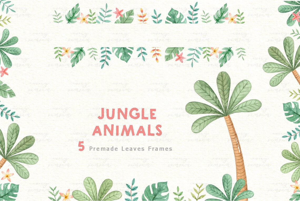 Jungle Animals Watercolor Clip Arts Safari Animal Woodland - Etsy
